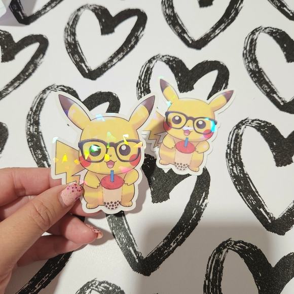 Design | Pikachu Nerd Glasses Boba Pokemon Handmade Stickers | Poshmark